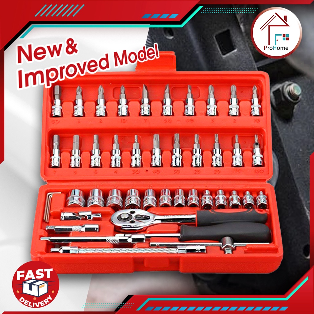 46pcs Socket Set Wrench Set Spanner Tool Box Set CRV Chrome Vanadium ...
