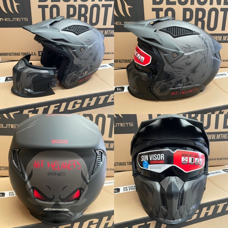 MT HELMETS STREETFIGHTER SV DARKNESS A2 MATT GRAY, OPEN/FULL FACE ...