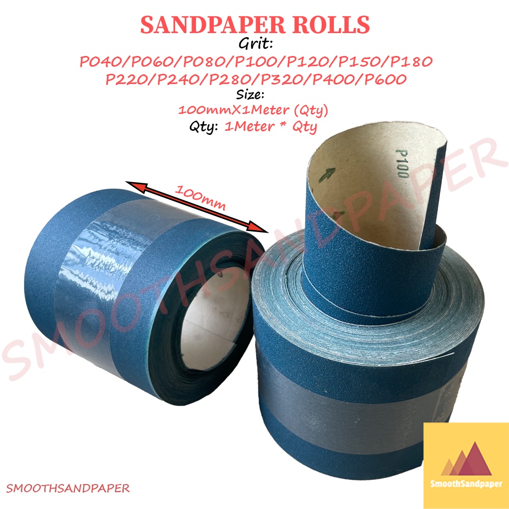 Sandpaper Roll Aluminium Oxide Kertas Pasir Roll 100mm x 1 Meter Wood ...