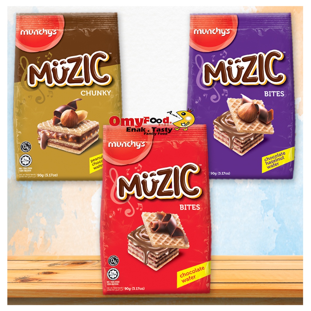 90g Munchy's Muzic Bites/Chunky Wafer [Peanut Hazelnut Chocolate Rich ...