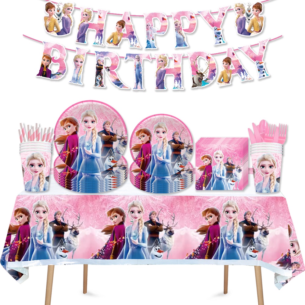 Pink Frozen Theme Birthday Party Decoration Set Elsa Anna Frozen ...