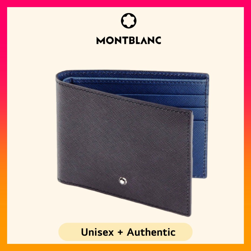 [Mont Blanc] Authentic Men's Wallet Black/Indigo Blue | Shopee Malaysia