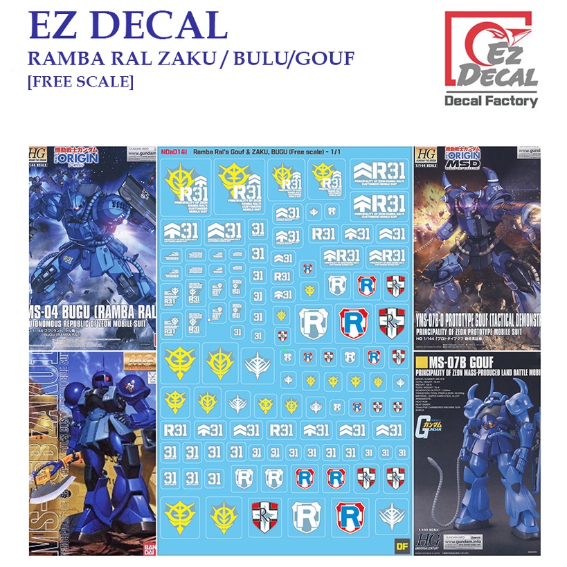 [EZ DECAL] D12 RAMBA RAL ZAKU / BULU / GOUF WATER DECAL [FREE SCALE ...