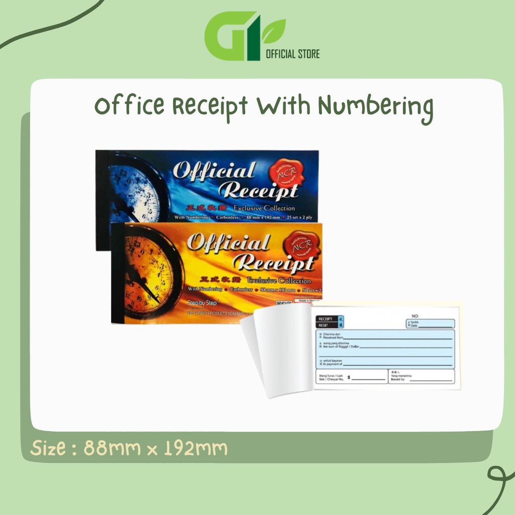 [ GY OFFICE ] Office Receipt With Numbering 50x2ply SBS0010 | Shopee ...