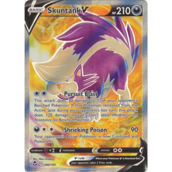 Pokemon tcg Skuntank V - 180/195 - Full Art Ultra Rare Sword & Shield: Silver Tempest | Shopee ...