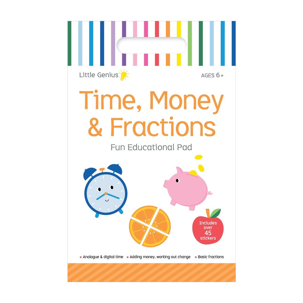 Time Money & Fractions Little Genius Educational Book Pad With Stickers ...