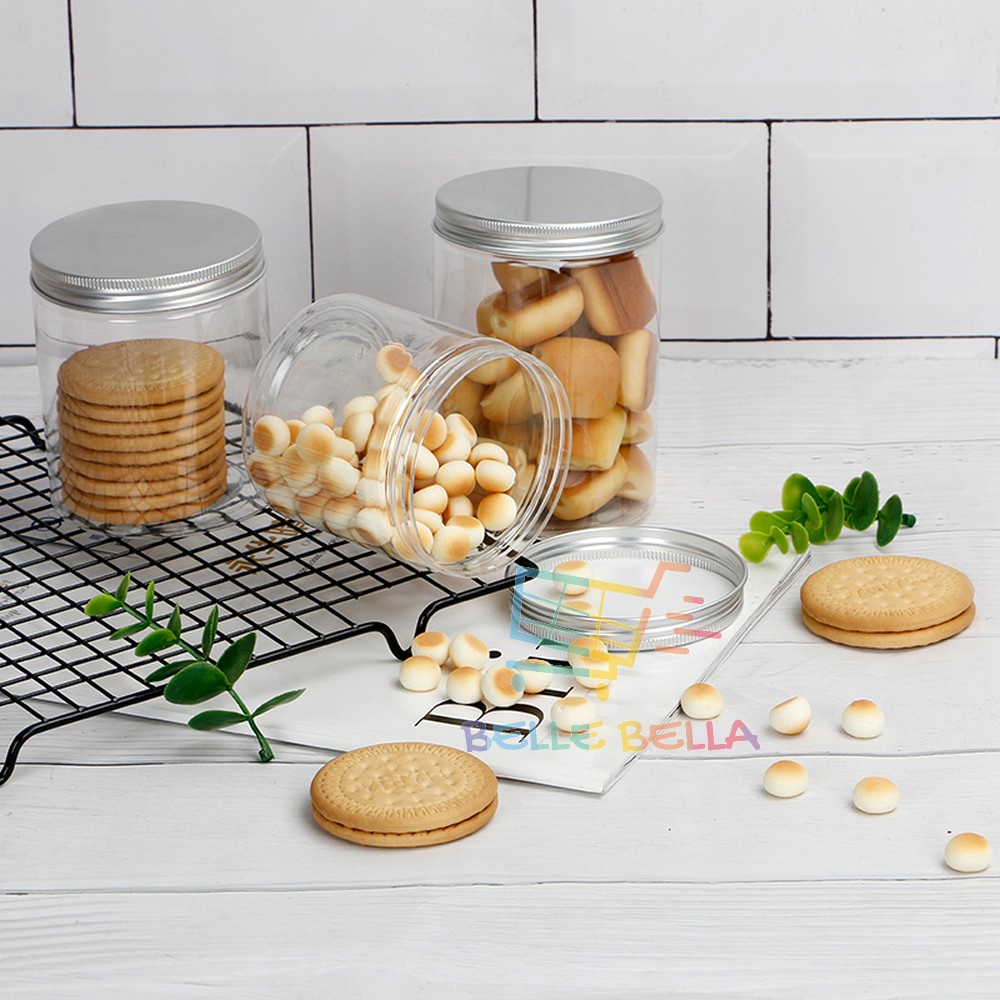 PLASTIC CYLINDER COOKIES CONTAINER TRANSPARENT SNACK FOOD JAR BOTTLE ...