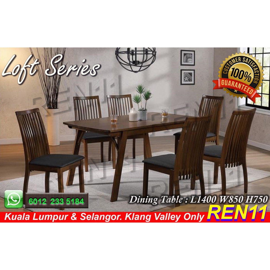 Solid Wood Dining Table Set - 6 seaters / Kayu meja / Kayu Kerusi ...