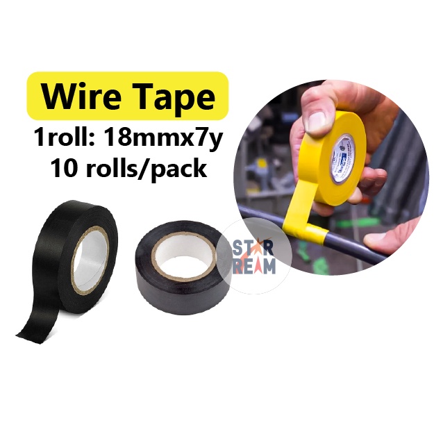 [10 Rolls] Black PVC Wire Tape 18mm/Pita Wayar/Insulation Tape/Pita ...