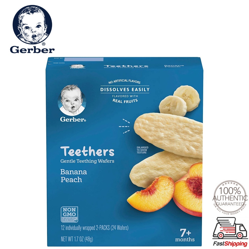 Gerber Baby Snacks Teethers Gentle Teething Wafers Banana Peach 48g ...