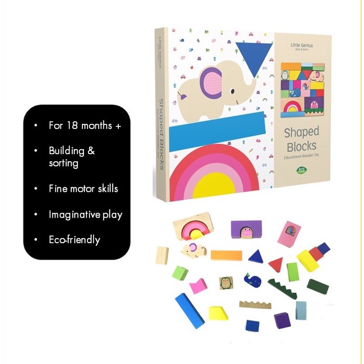 Shaped Blocks Little Genius Educational Wooden Toy For Toddlers (18m ...