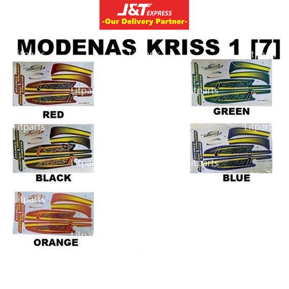 Modenas Kriss 1 (7) Body Sticker Stripe Black / Blue / Red / Green ...