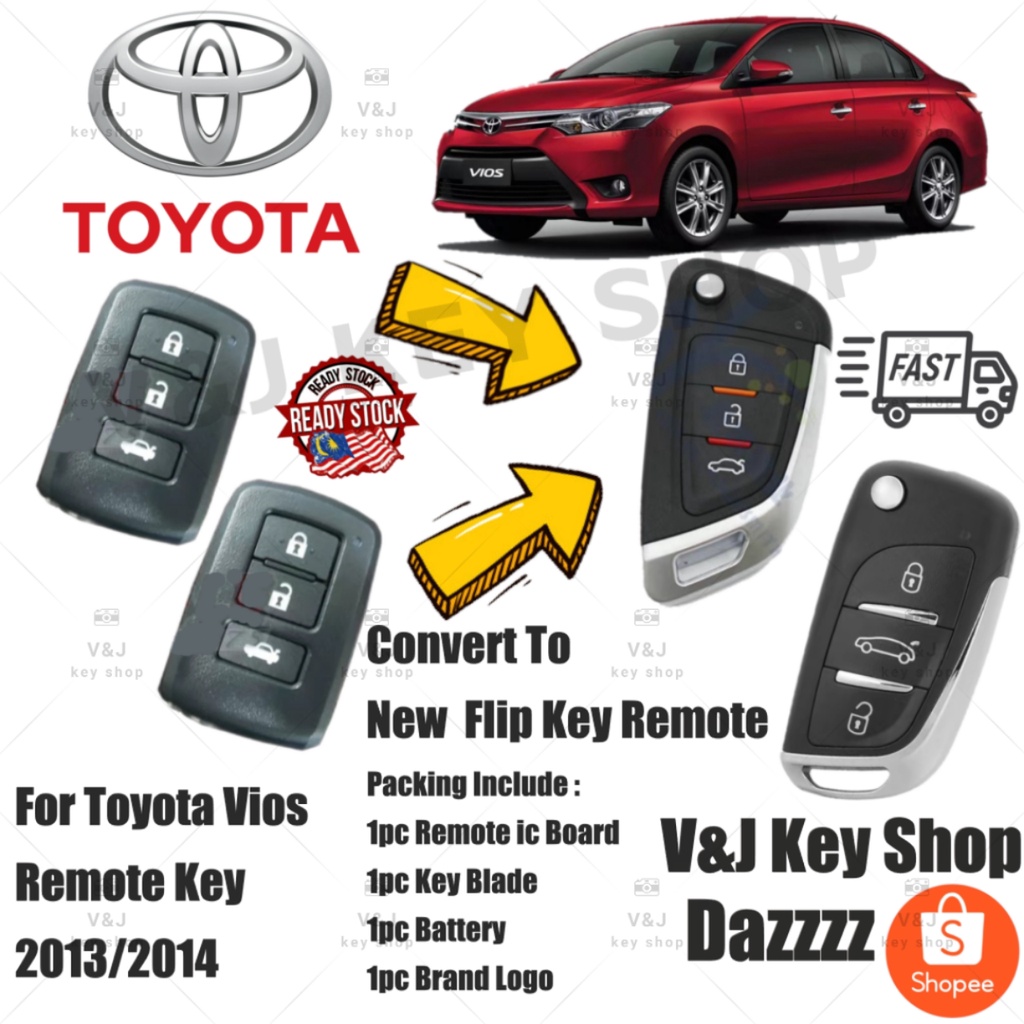 Toyota Vios Altis Remote Flip Key | Shopee Malaysia
