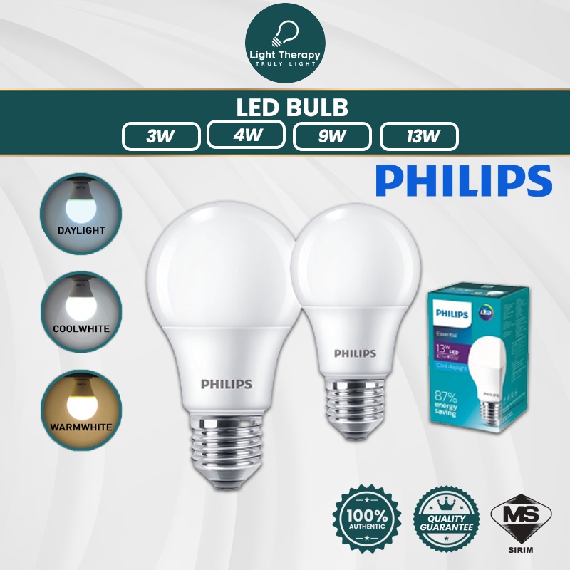 Philips 3.5w 4w 9w 13w Essential Mycare E27 LED Bulb Mentol Lampu LED ...