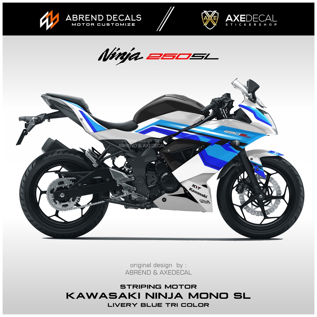 Striping NINJA MONO 250 SL BLUE TRI COLOR RACING AJI FIRMANTO/KAWASAKI ...