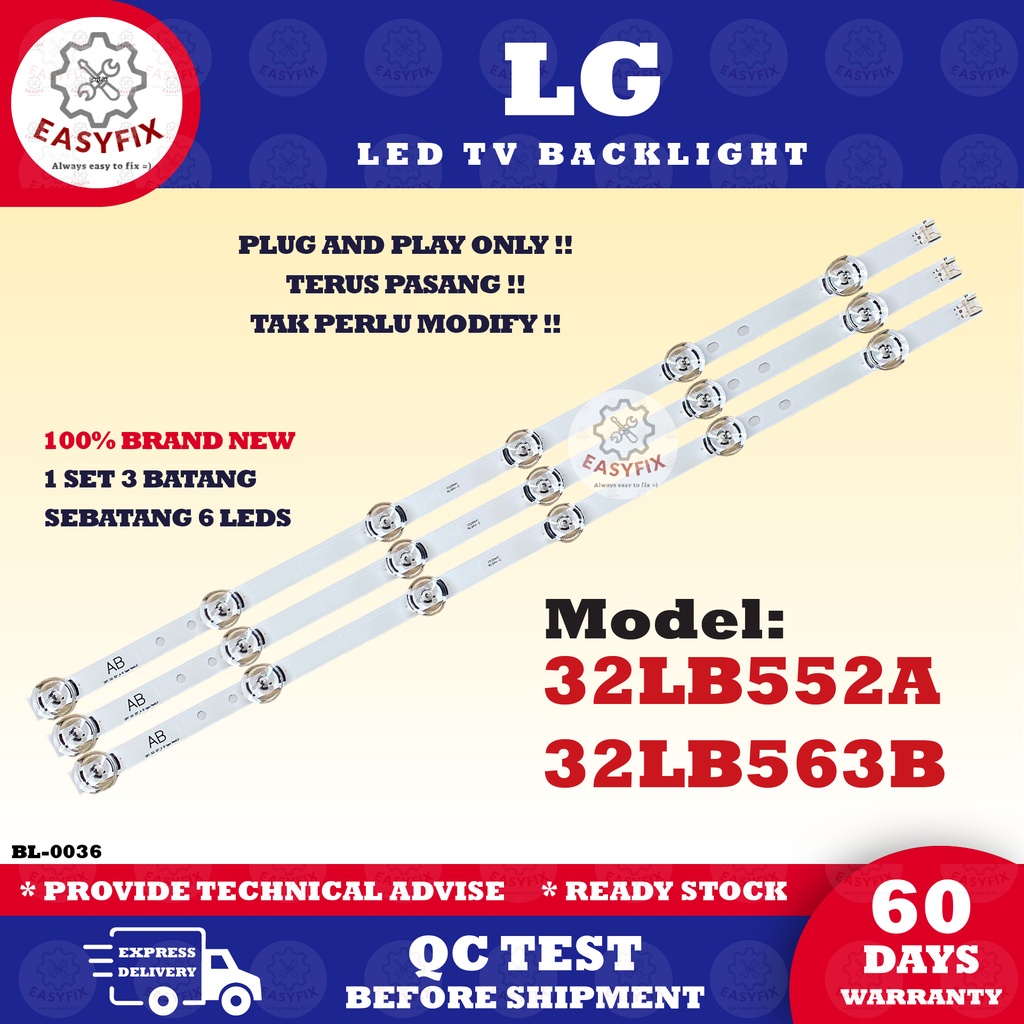 32LB552A / 32LB563B LG 32 INCH LED TV BACKLIGHT ( LAMPU TV ) 32LB552 ...