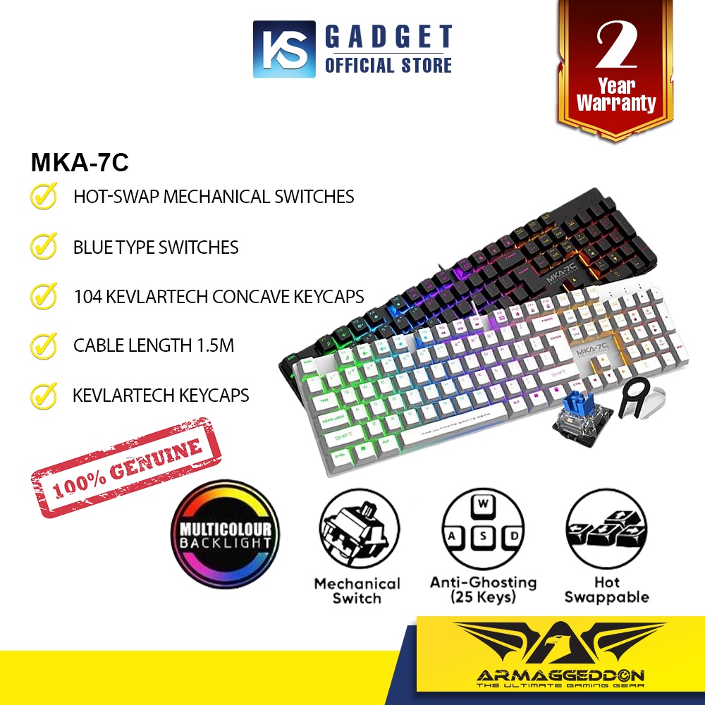 Armaggeddon MKA 7C Blue Switch Mechanical Keyboard | Hot-Swap | 104 ...