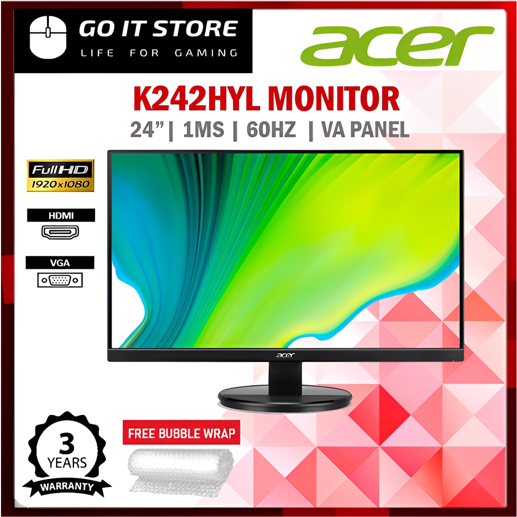 Acer K242HYL 24" FHD 1ms 60Hz VA LED Monitor (HDMI / VGA) | Shopee Malaysia