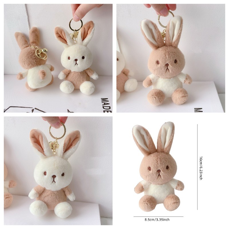 Milk Tea Rabbit Plush Cute Color Matching Bunny Doll Keychain Creative ...