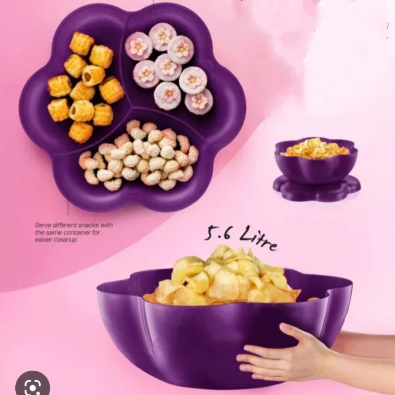 Tupperware Chip N Dip Bowl / Triple Snack Bowl 5.6L(1 Pc) | Shopee Malaysia