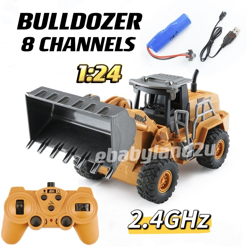 RC Bulldozer Remote Control Kontrol Mainan Budak 2.4Ghz Mhz 8 Channel ...