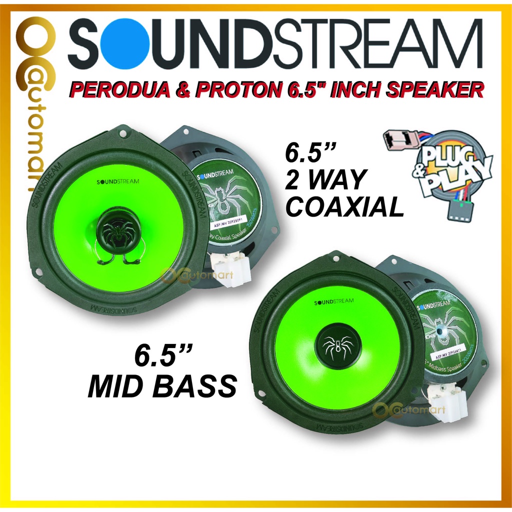 SoundStream Perodua & Proton Mid Bass & 2 Way Coaxial 6.5" inch Plug ...