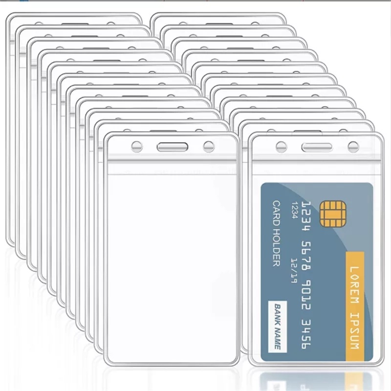 10 Pcs Standard Size ID Card Sleeves Waterproof Clear Bank Card Holder ...