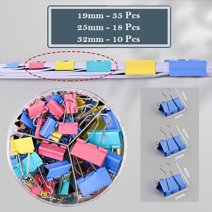 Colourful Binder Clips Mix Colour and Size 15/19/25/32mm | Shopee Malaysia
