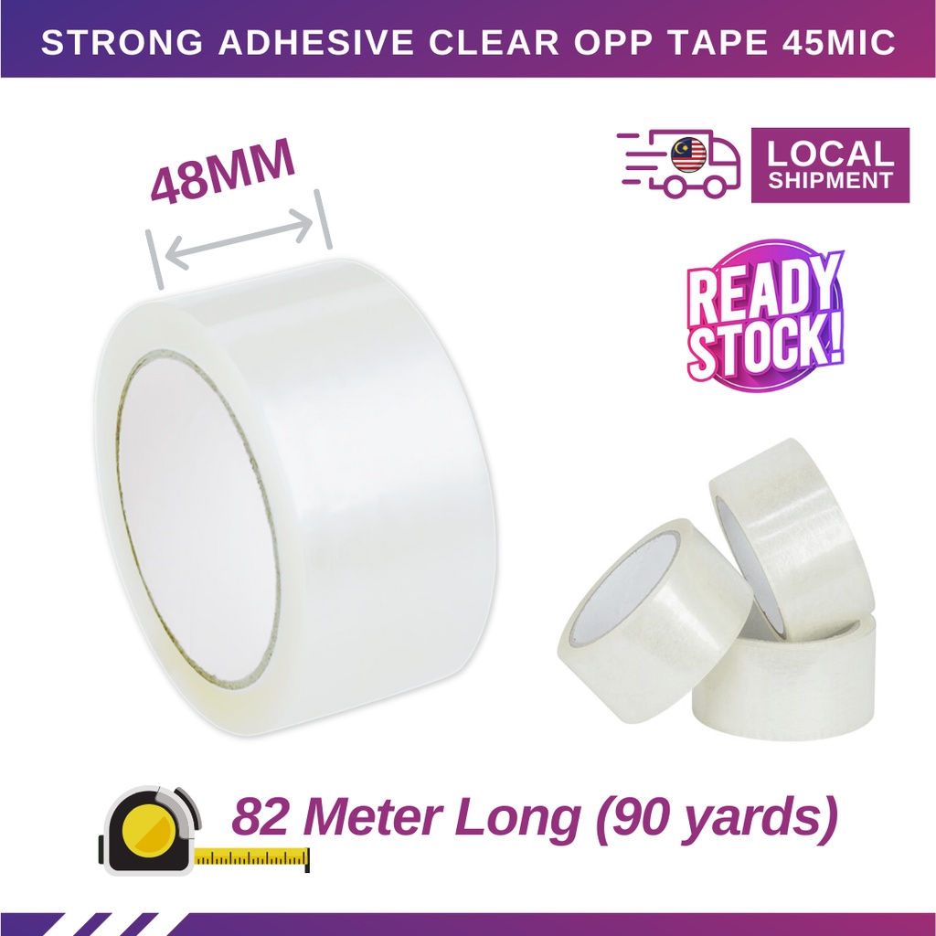 Strong Adhesive Clear Opp Tape 48MM x 82Meter (90Yards) 45MIC Packing ...