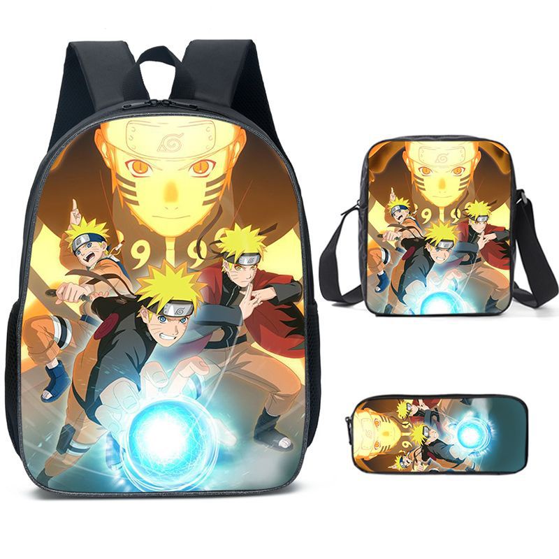 2023 Spot Three-piece Combination Naruto Schoolbag Naruto Sasuke ...