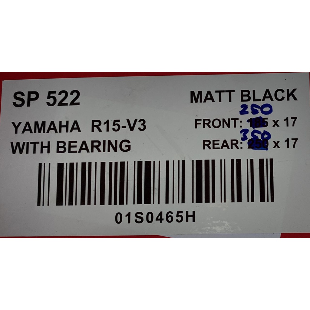 RCB SP522 SPORT RIM 100% ORIGINAL RCB Y15ZR Y16ZR R15 R25 MT25 MT15 ...