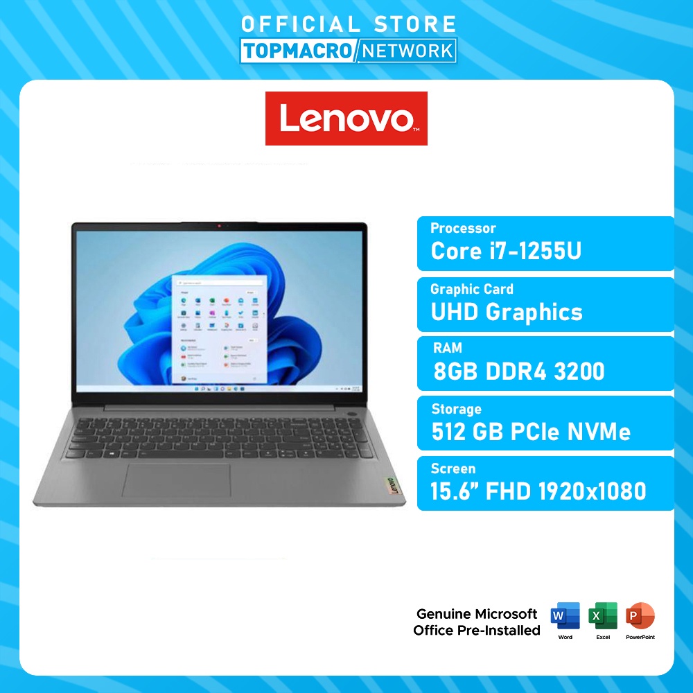 LENOVO IDEAPAD 3 15IAU (FVMJ) LAPTOP (i7-1255U, UHD GRAPHICS, 8GB ...