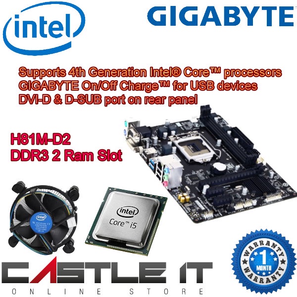 GIGABYTE H81M Socket 1150 DDR3 Intel H81 Motherboard 4TH GEN MOBO ...