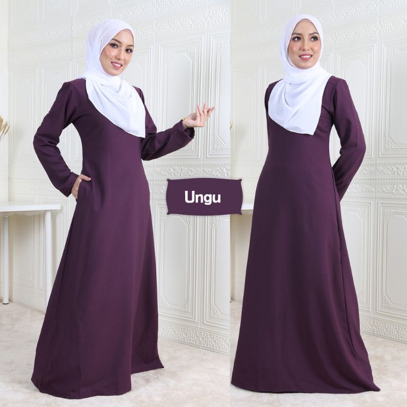 Jabah Muslimah Jubah plain Como Crepe High quality / With Pocket Ready ...