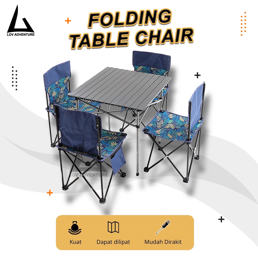 5pcs Camping Folding Table Chair Set - Folding Table Chair Set Portable ...