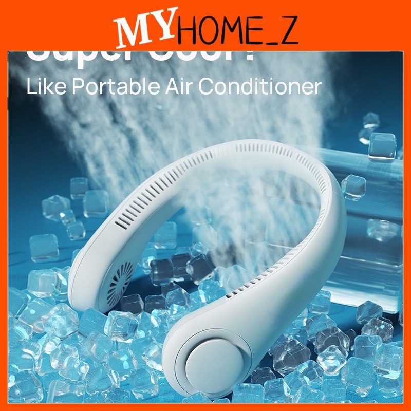 MYHZ_ Mini Neck Fan Bladeless Cooling USB Rechargeable 3 Wind Speed ...