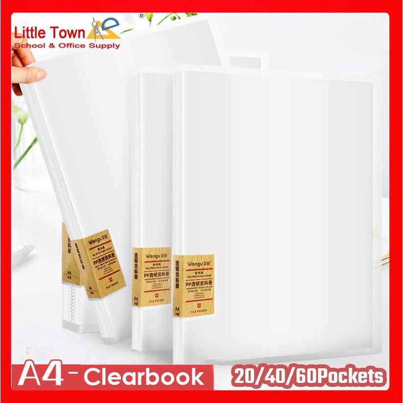 Transparent plastic display book clearbook non-refillable size A4 (20/40/60 pockets) | Shopee ...