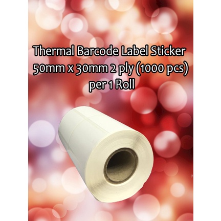 Thermal Barcode Label Sticker 50mm x 30mm 2 ply (1000 pcs) per 1 Roll ...