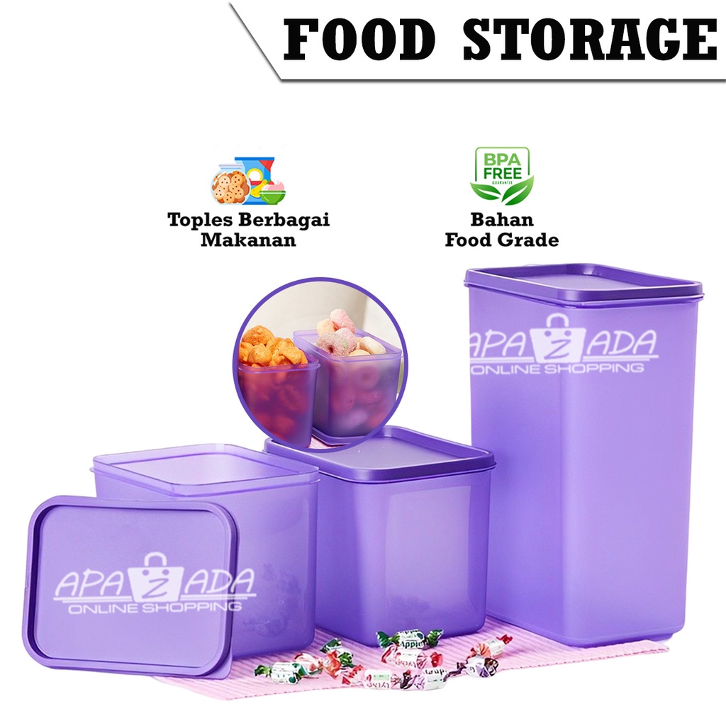 Apazada - Plastic Jars Set Of 3pcs/Food Storage Box Set/Plastic Jars ...
