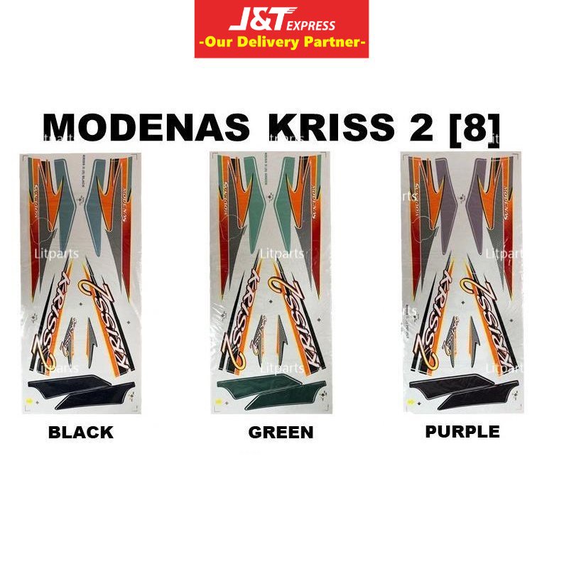 Modenas Kriss 2 (8) Body Sticker Stripe Black or Blue / Purple / Green ...