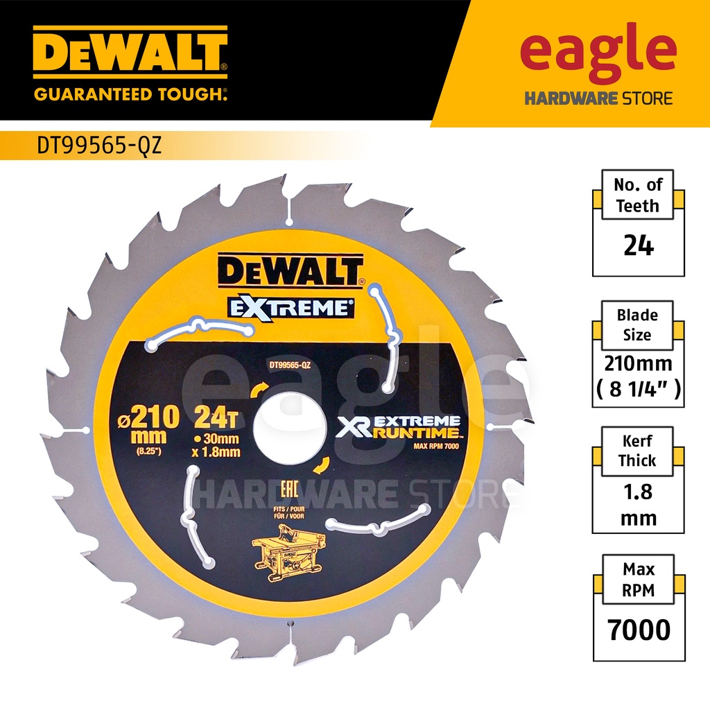 Dewalt Extreme DT99565-QZ 210mm ( 8 1/4" ) x 30mm Saw Blade, Wood, 24 ...