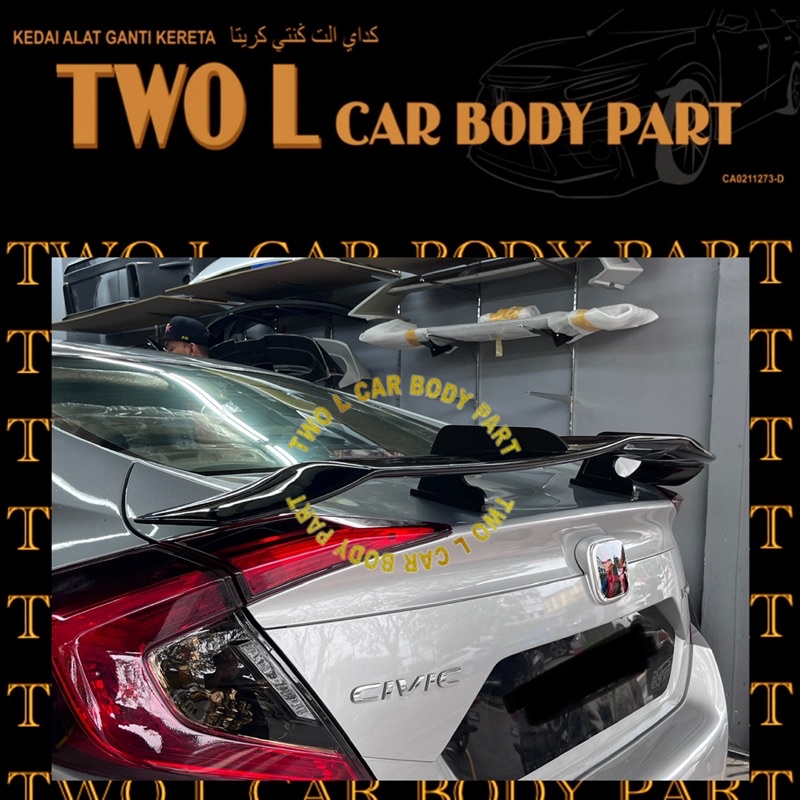 gt wing khul racing gloss black paint copy ori braket alloy | Shopee Malaysia