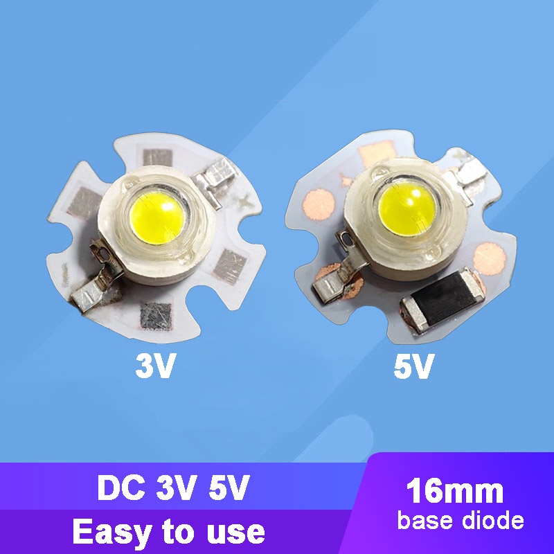 10pcs 3V 5V 1W White Warm 4000K Blue Green Red LED Bead Light + 16mm ...