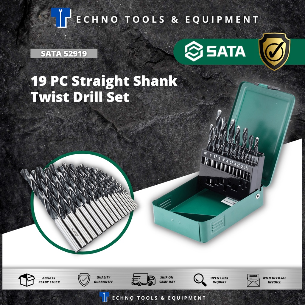 SATA 52919 19 PC Straight Shank Twist Drill Set - New & Original ...