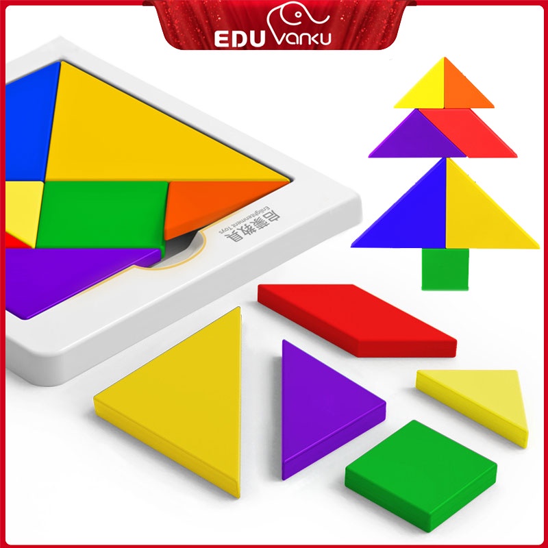 Tangram Puzzle for Kids, Classic Brain Teasing Game 64 Patterns Tangram ...