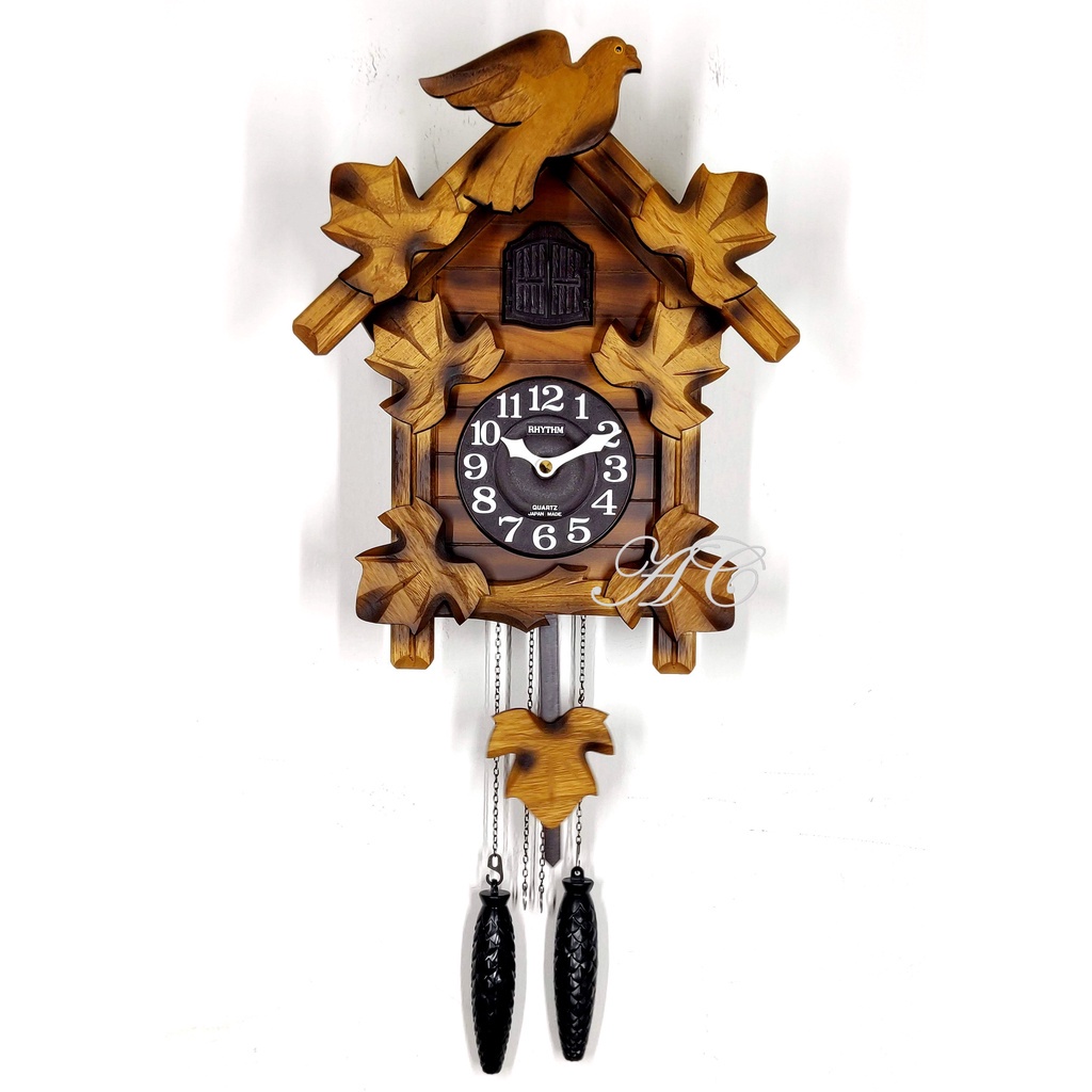 100% ORIGINAL RHYTHM Cuckoo Bird Wooden Pendulum Brown Clock (Jam ...