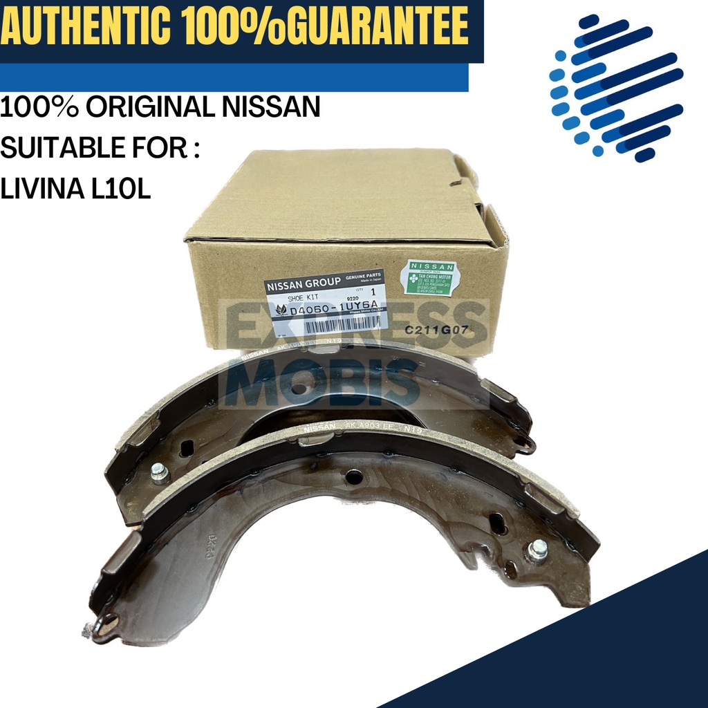 100% ORIGINAL NISSAN REAR BRAKE SHOE D4060-1UY6A LIVINA L10L | Shopee ...