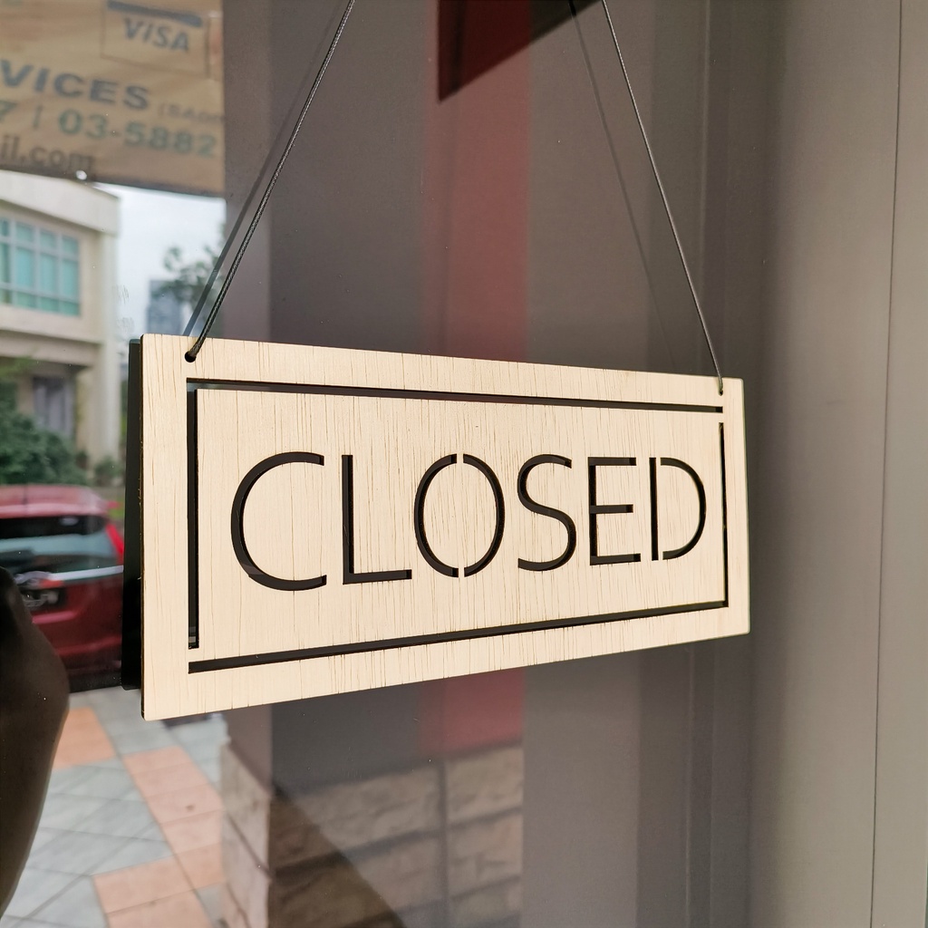 Sign Open Close Gold Indoor Sign Papan Tanda LCM | Shopee Malaysia