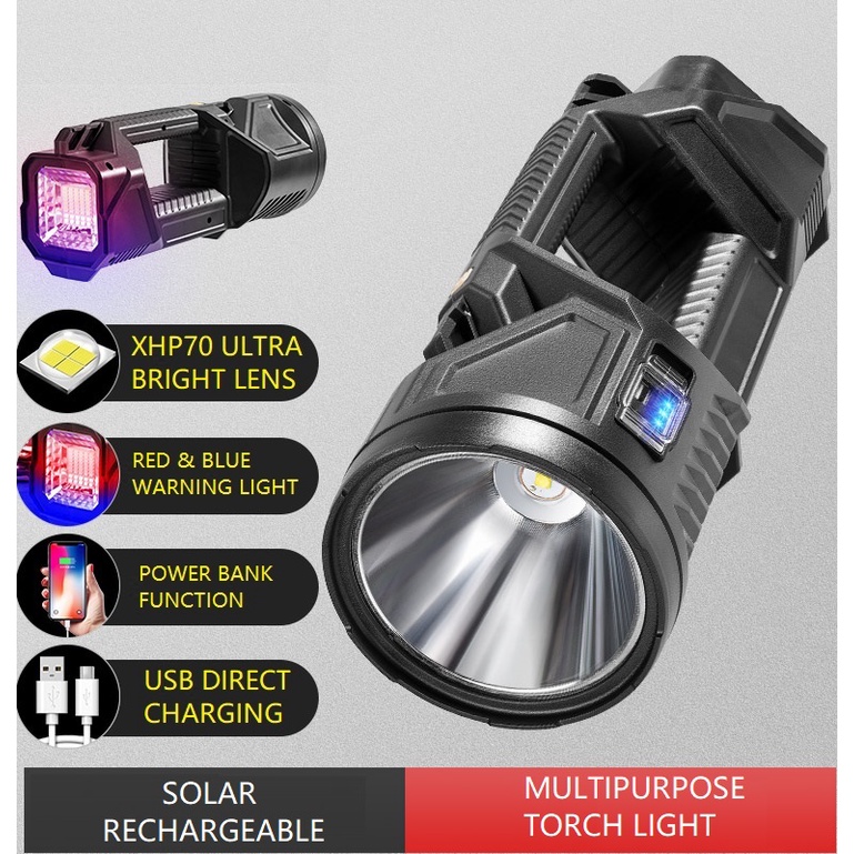LED Powerful Flashlight Portable XHP50 XHP90 Torch USB Rechargeable ...