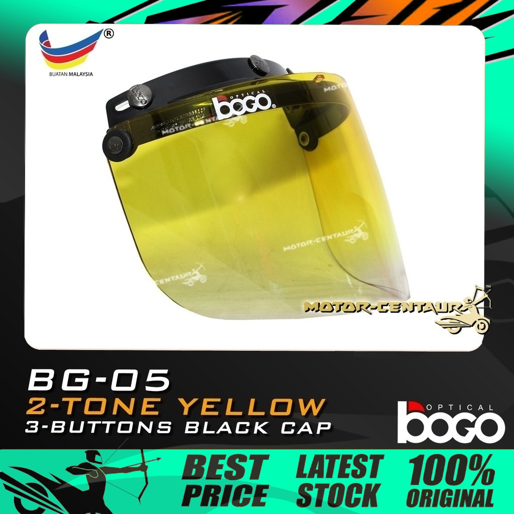 BOGO VISOR BG-05 2-TONE 2TONE YELLOW, BLACK-CAP FOR MS88, MHR, SGV ...